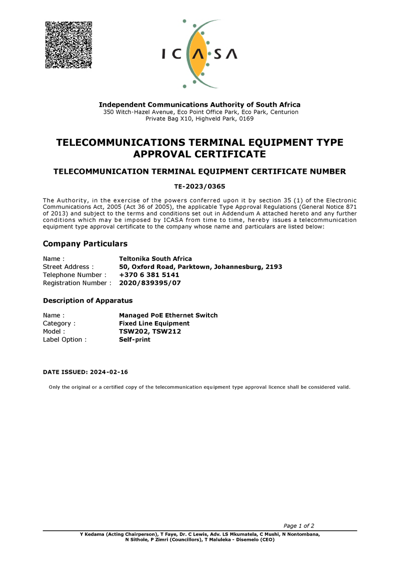 TSW212 ICASA - Teltonika Networks Wiki