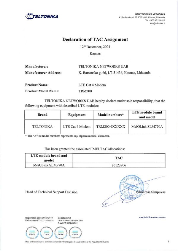 TRM200 TAC codes - Teltonika Networks Wiki