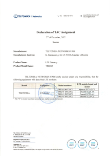 TRB245 TAC codes - Teltonika Networks Wiki